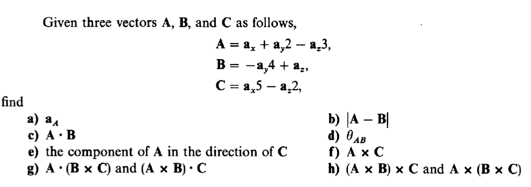 Solved Given three vectors A,B, ﻿and C ﻿as | Chegg.com