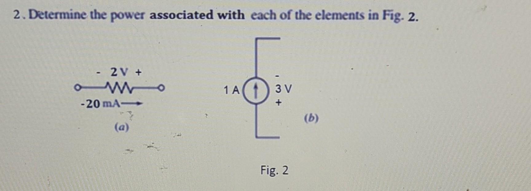 Solved 2. Determine the power associated with each of the | Chegg.com