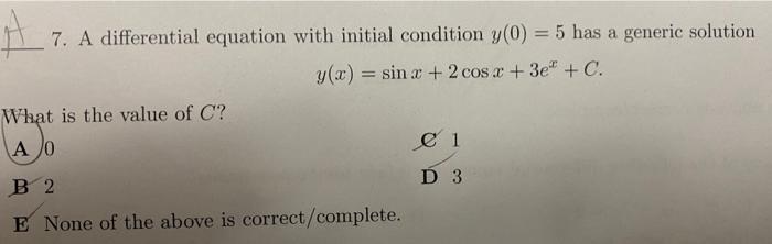 Solved 7. A differential equation with initial condition | Chegg.com