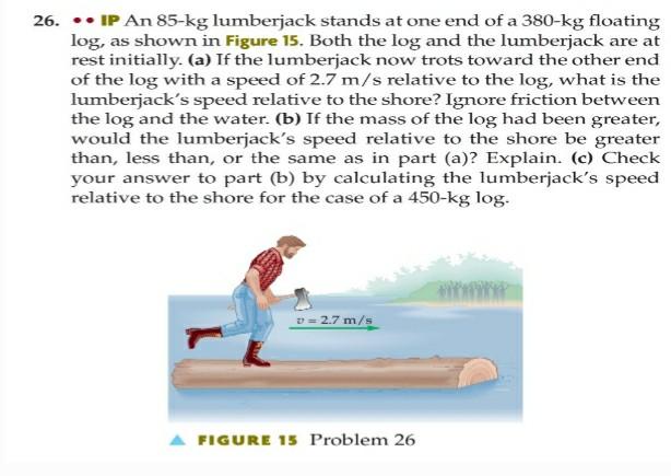 Solved 26. - IP An 85-kg lumberjack stands at one end of a | Chegg.com