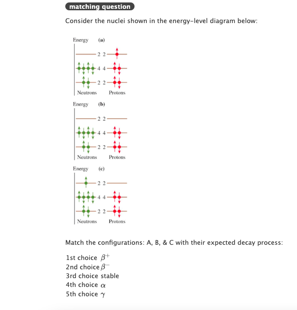 Solved matching questionConsider the nuclei shown in the | Chegg.com