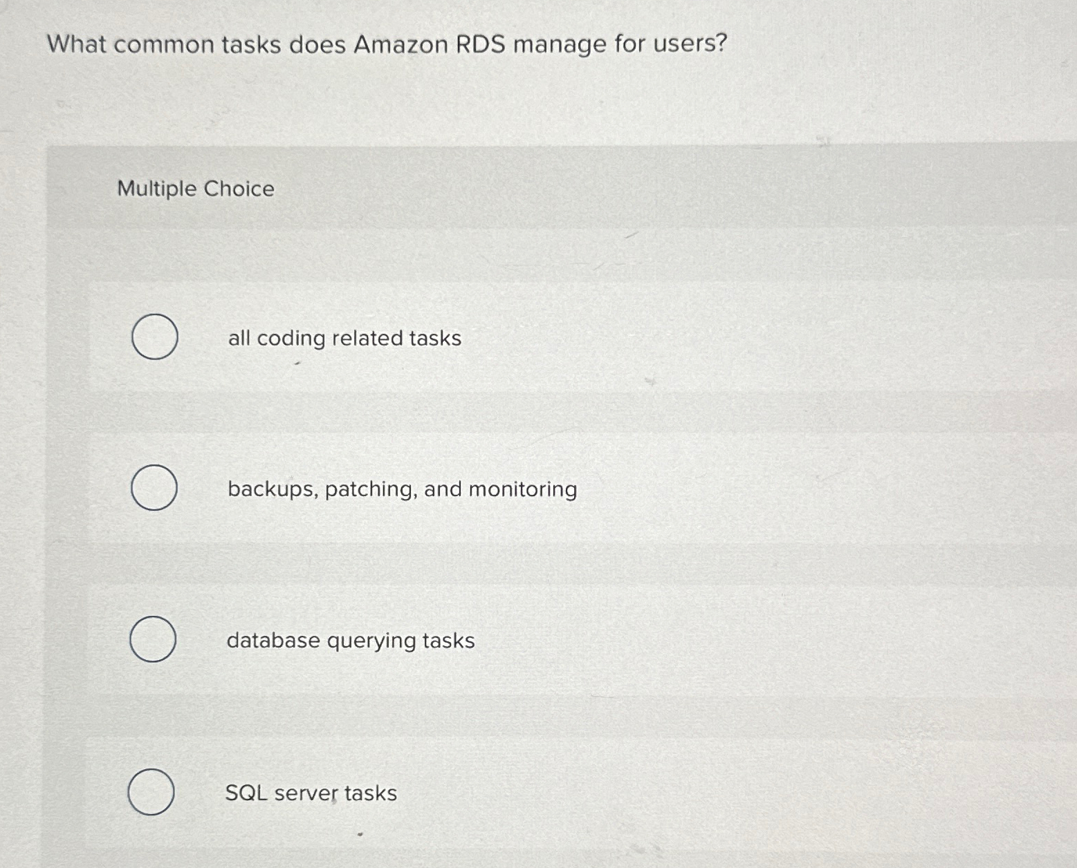 Solved What common tasks does Amazon RDS manage for | Chegg.com