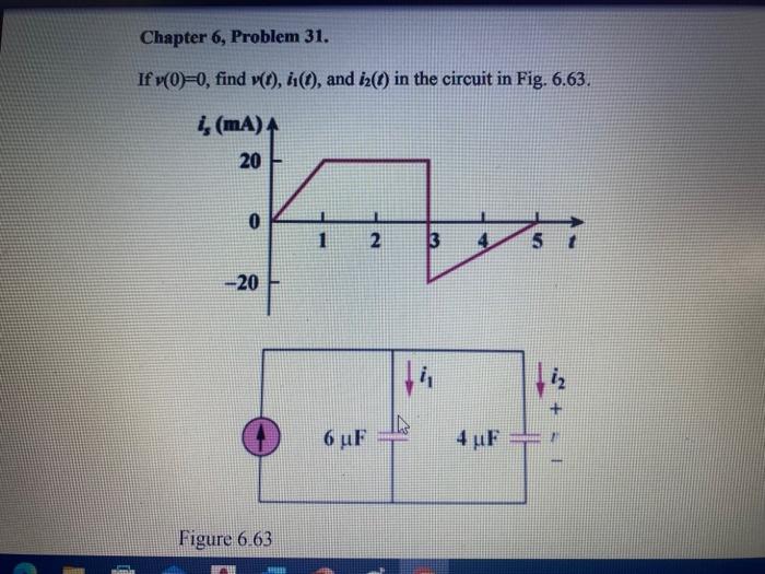 Solved If v(0)=0, find v(t),i1(t), and i2(t) in the circuit | Chegg.com