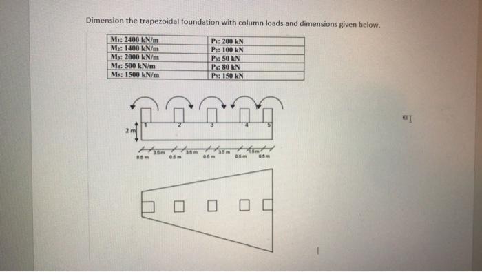 Solved Dimension the trapezoidal foundation with column | Chegg.com