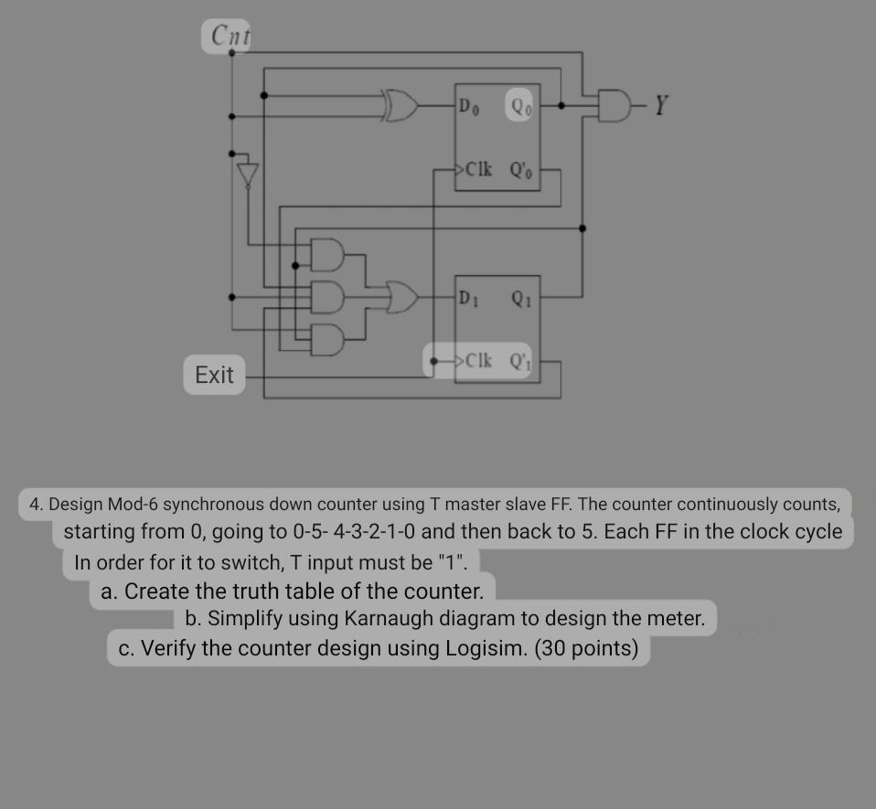 Solved Design Mod 6 ﻿synchronous Down Counter Using T 3282