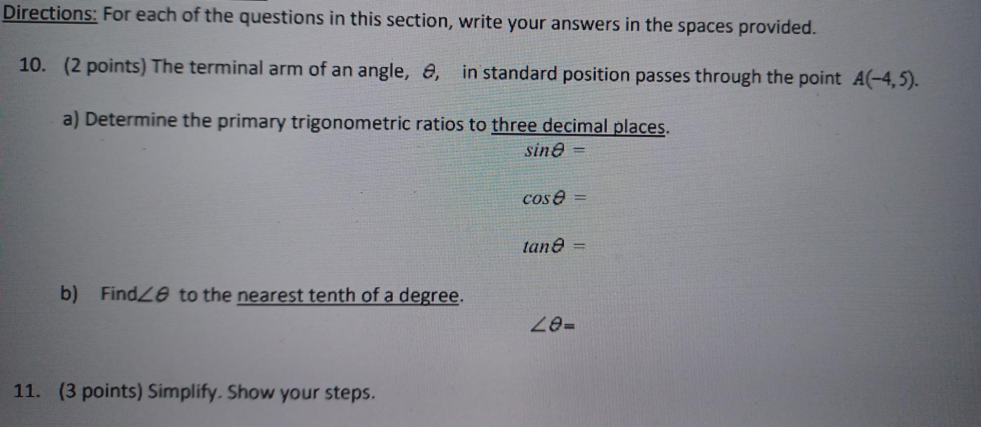 Solved Directions: For each of the questions in this | Chegg.com