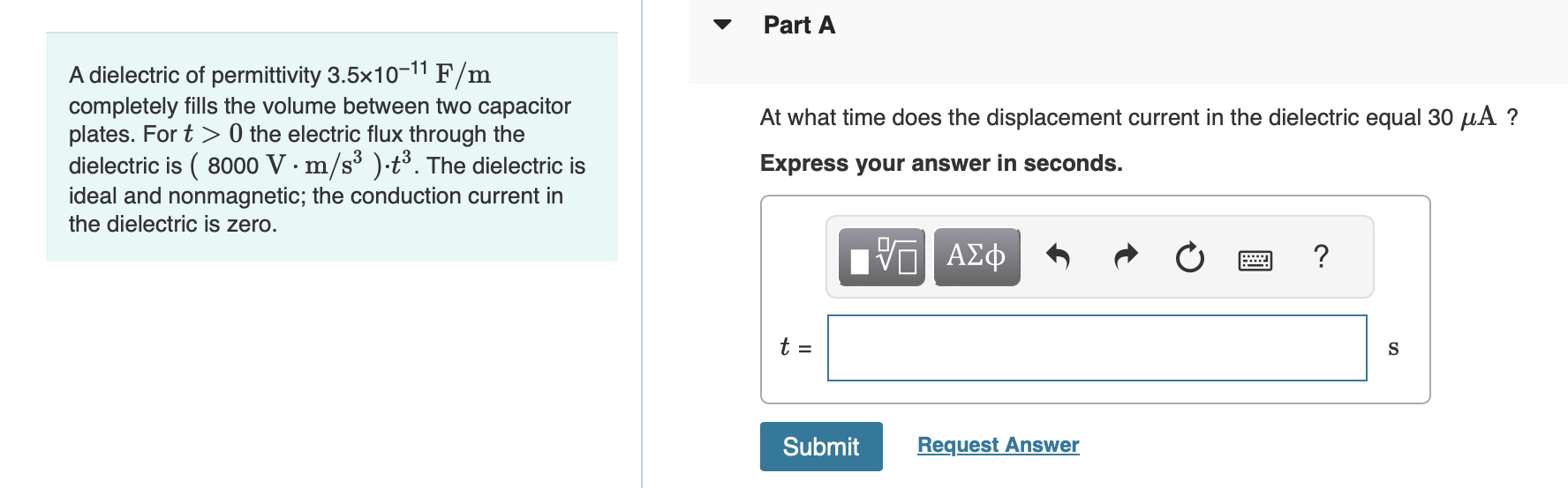 Solved Part AA dielectric of permittivity | Chegg.com
