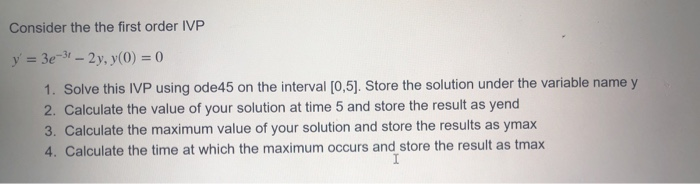 Solved Consider the the first order IVP y = 3e-31 - 2 y, | Chegg.com