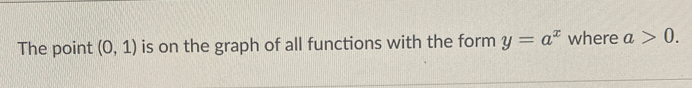 Solved The point (0,1) ﻿is on the graph of all functions | Chegg.com