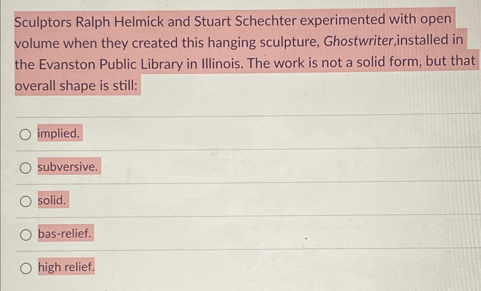 Solved Sculptors Ralph Helmick and Stuart Schechter | Chegg.com