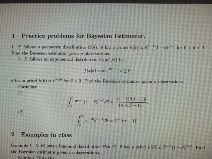 Solved 1 Practice problems for Bayesian Estimator. 1. X | Chegg.com