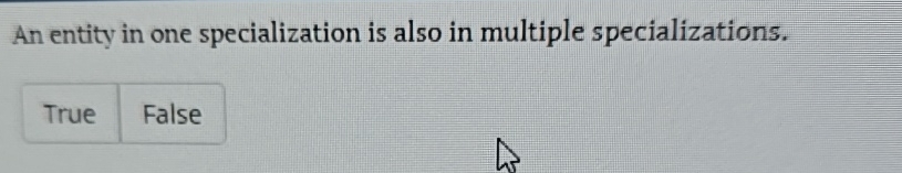 Solved An entity in one specialization is also in multiple | Chegg.com