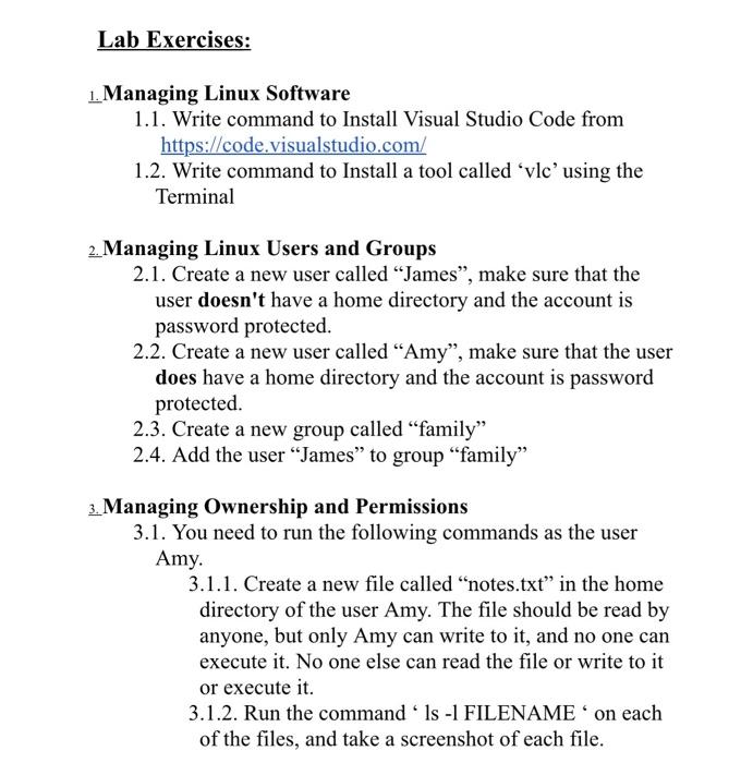 Solved Lab Exercises: 1. Managing Linux Software 1.1. Write | Chegg.com