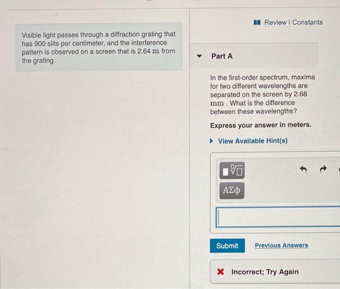 Solved RA Review | Constants Visible light passes through a | Chegg.com