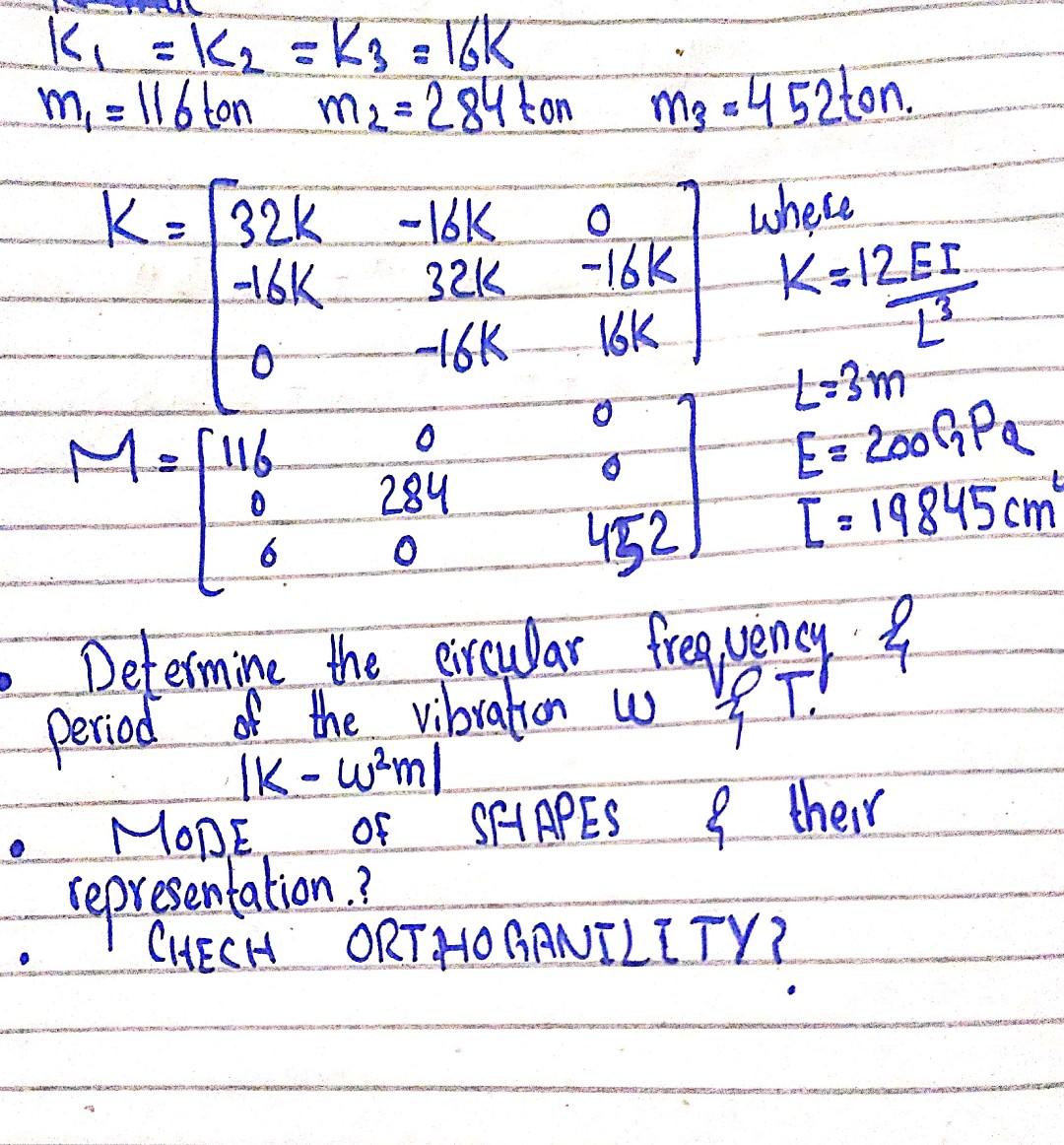 Solved evaluate mass matrix M and rigidity matrix | Chegg.com