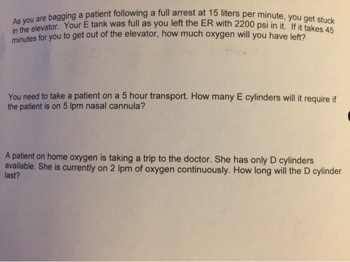 Solved Cylinder Factors for Oxygen Cylinder Size Cylinder | Chegg.com