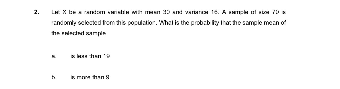 Solved Let x ﻿be a random variable with mean 30 ﻿and | Chegg.com