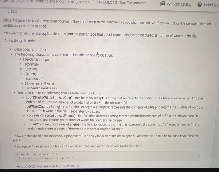 Solved ary > CSE 102 Algorithmic Thinking and Programming | Chegg.com