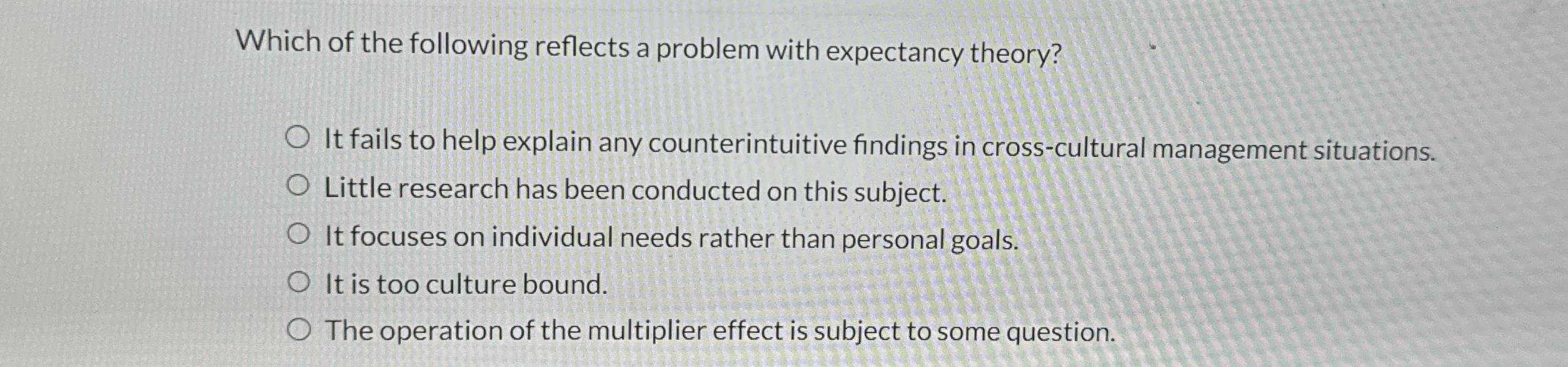 Solved Which of the following reflects a problem with | Chegg.com