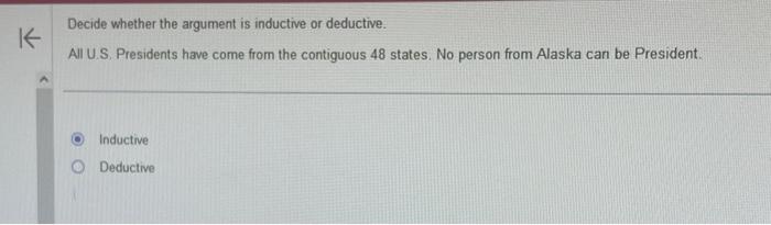 Solved Decide whether the argument is inductive or | Chegg.com