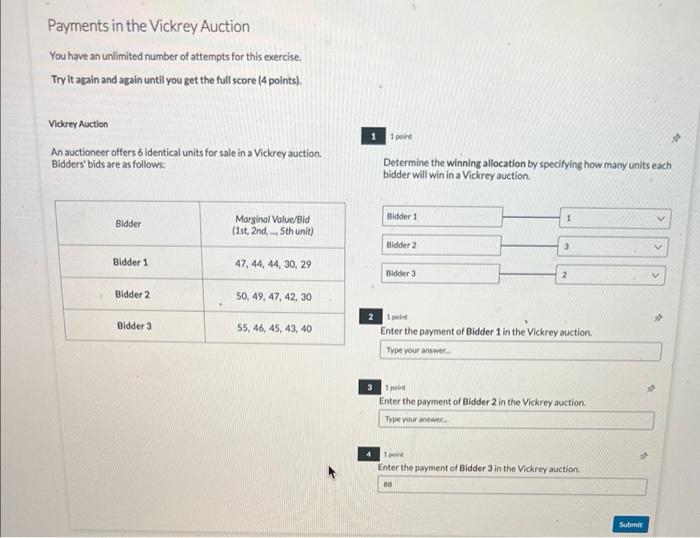Solved Payments in the Vickrey Auction You have an unlimited | Chegg.com