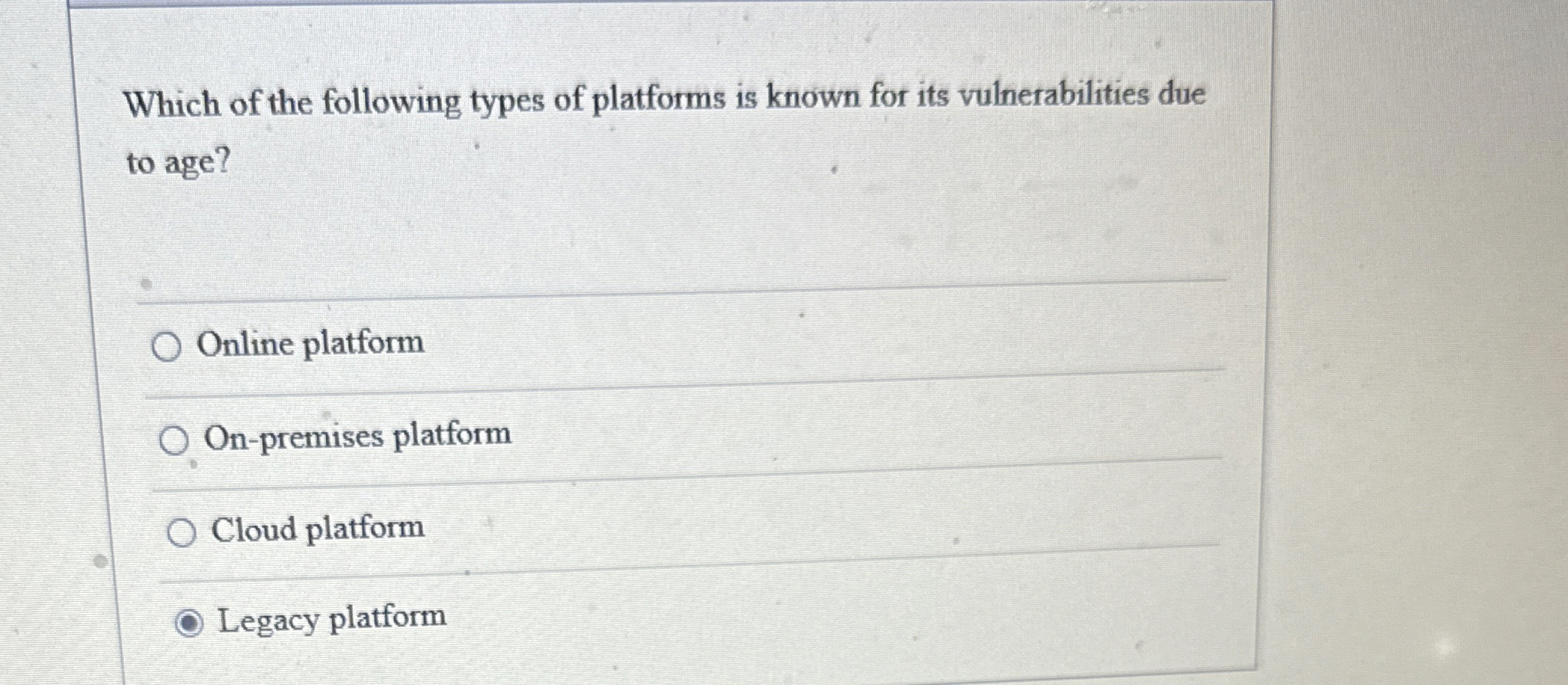Solved Which of the following types of platforms is known | Chegg.com