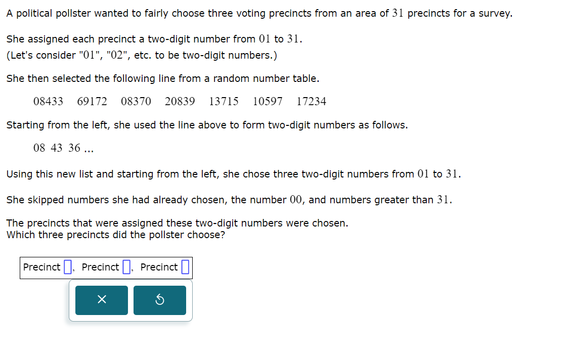 Solved A political pollster wanted to ﻿fairly choose three | Chegg.com