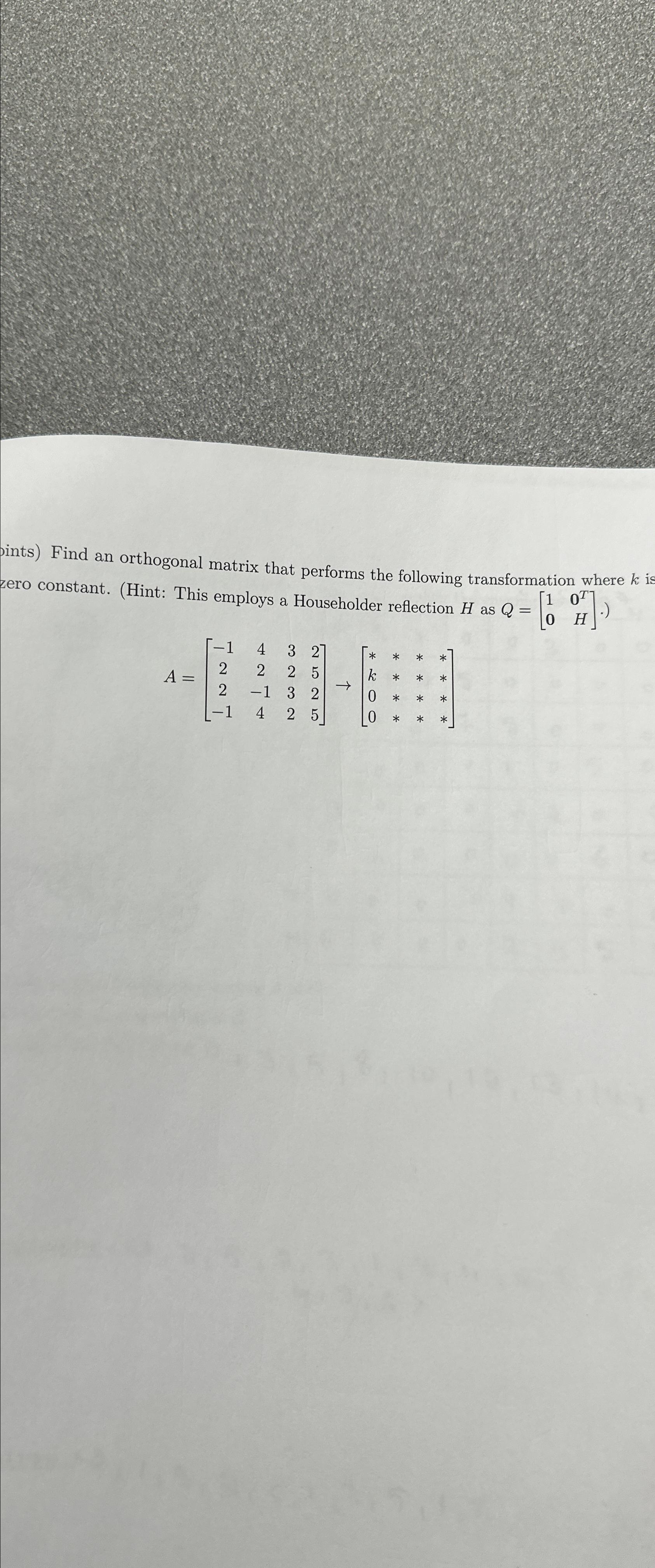 Solved ints) ﻿Find an orthogonal matrix that performs the | Chegg.com