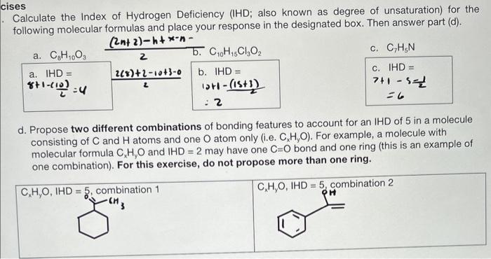 Solved Calculate the Index of Hydrogen Deficiency (IHD; also | Chegg.com
