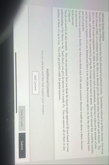 Solved Optional Bonus QuestionRecently, the idea of Basic | Chegg.com