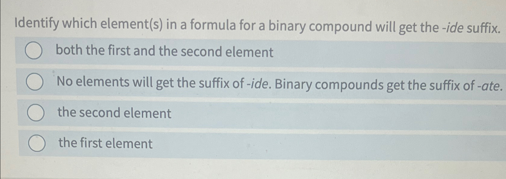 Solved Identify which element(s) ﻿in a formula for a binary | Chegg.com