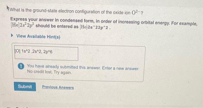 Solved What is the ground-state electron configuration of | Chegg.com
