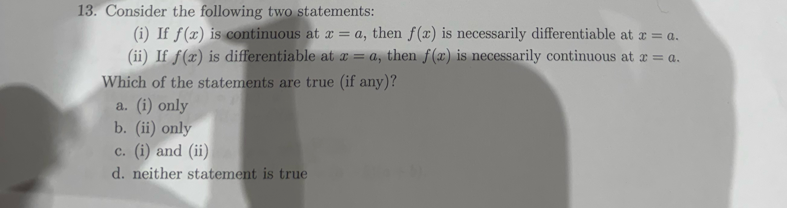 Solved Consider the following two statements:(i) ﻿If f(x) | Chegg.com