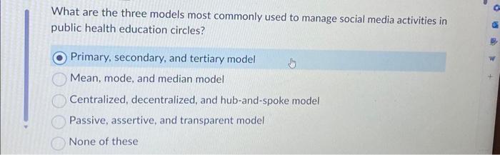 What are the three models most commonly used to | Chegg.com