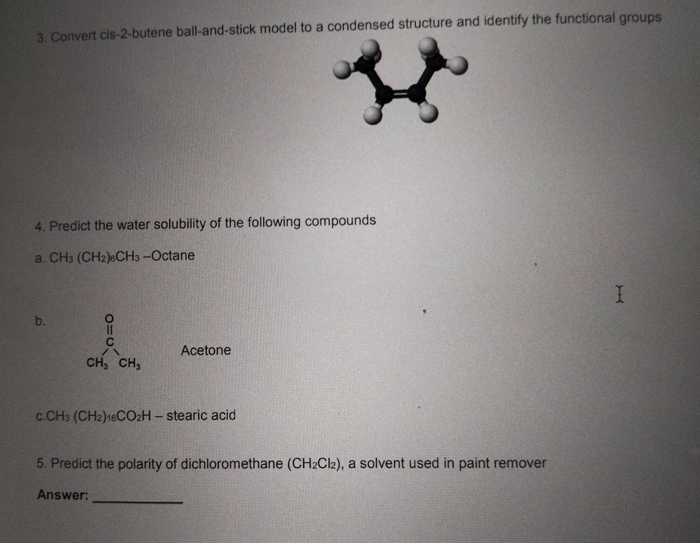 3. ﻿Convert cis-2-butene ball-and-stick model to a | Chegg.com
