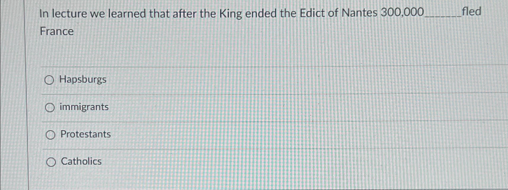 Solved In lecture we learned that after the King ended the | Chegg.com