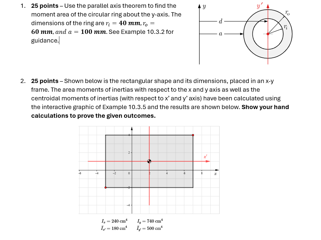 Solved 1. 25 ﻿points - ﻿Use the parallel axis theorem to | Chegg.com