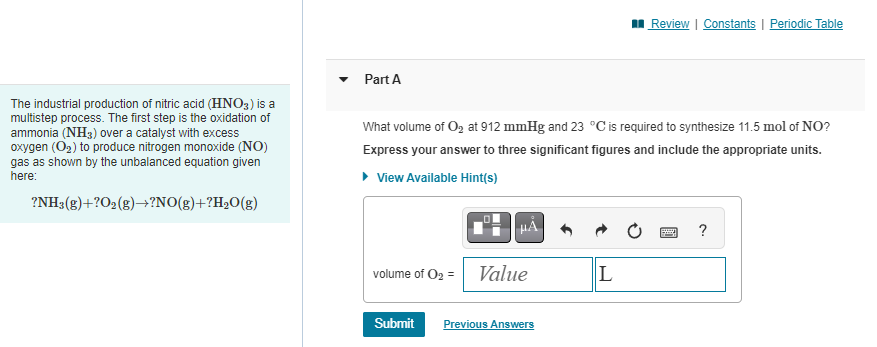 Solved The industrial production of nitric acid (HNO3) ﻿is | Chegg.com