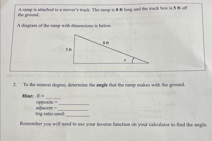 Solved A ramp is attached to a mover's truck. The ramp is | Chegg.com
