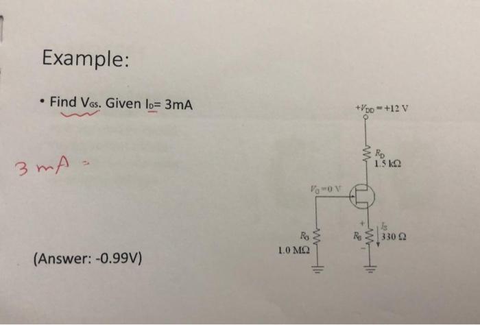 Solved Example: • Find Vas. Given lo= 3mA +pp+12 V w 3 mA - | Chegg.com
