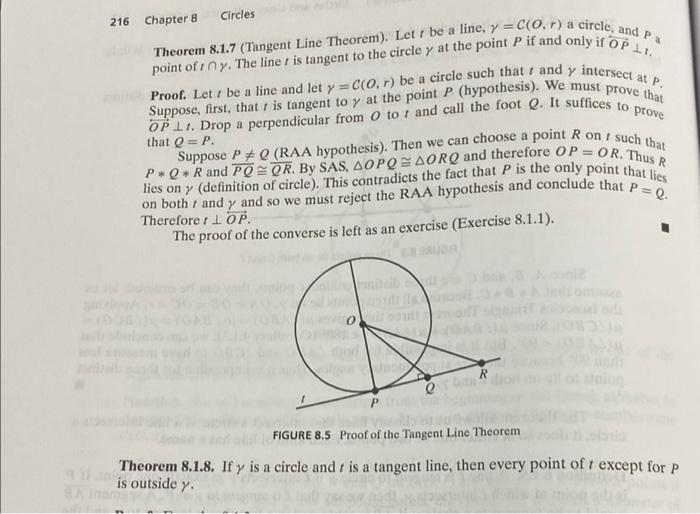 Solved 8.1.1 Complete the proof of the Tangent Line Theorem | Chegg.com