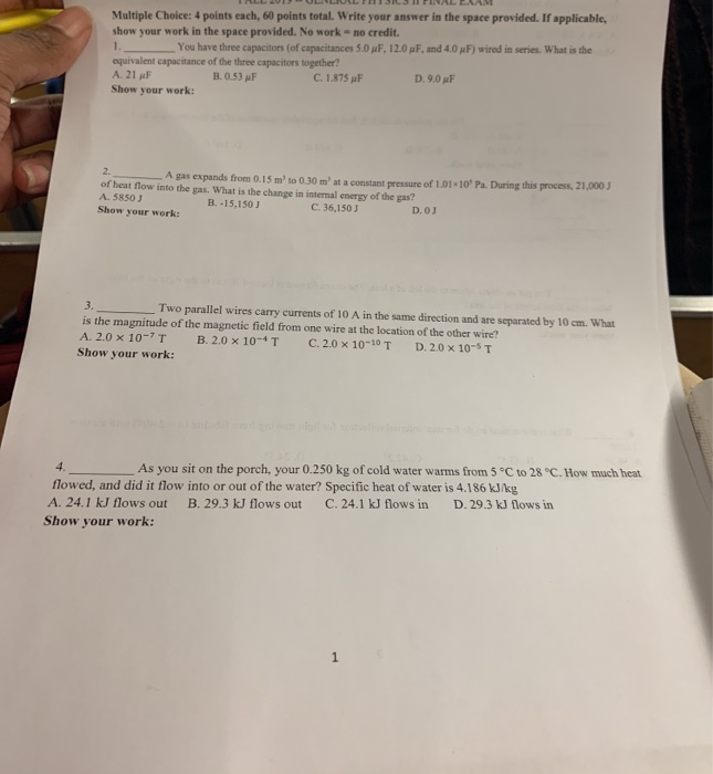 Solved Multiple Choice: 4 points each, 60 points total. | Chegg.com