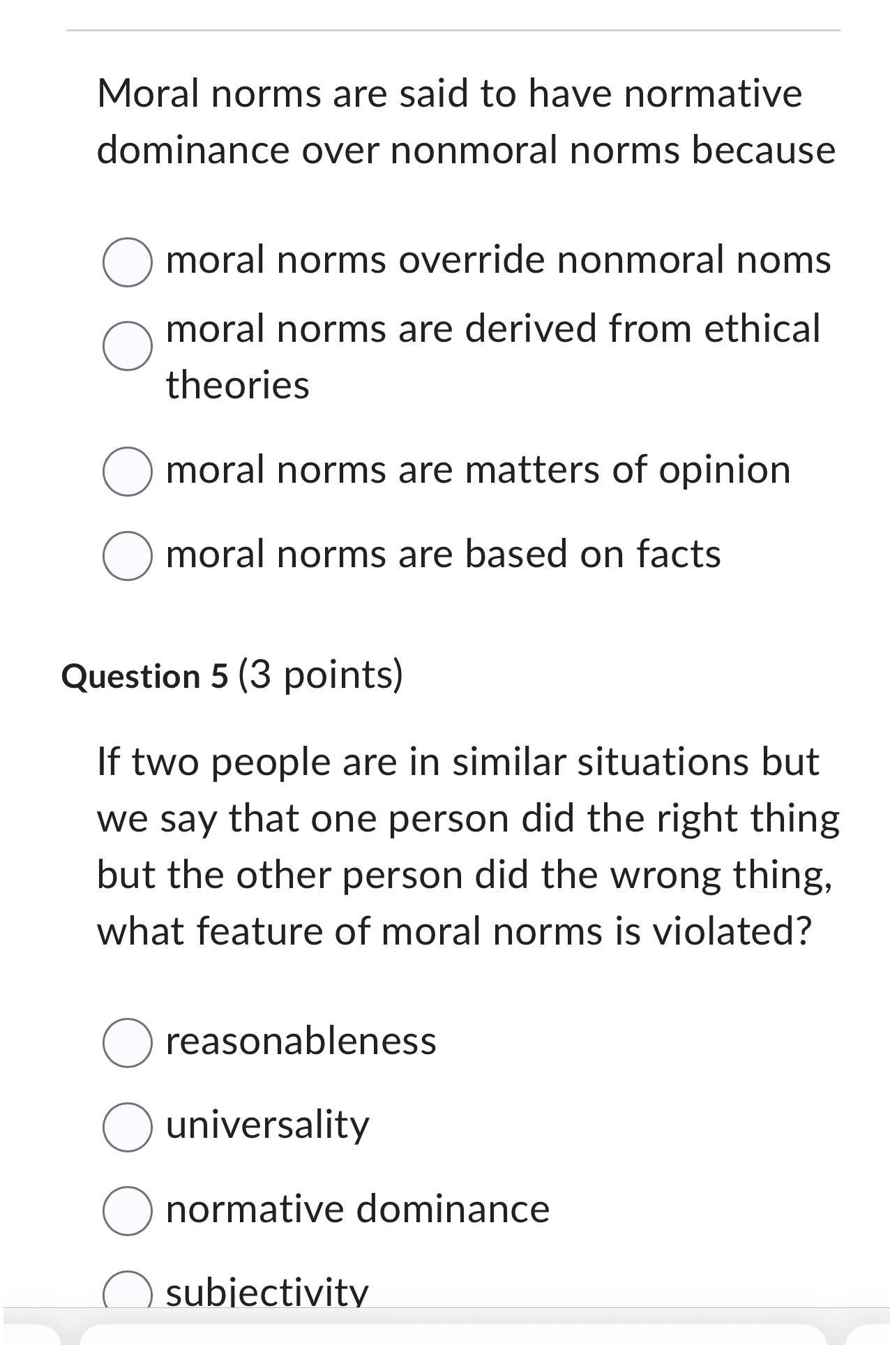Solved Moral norms are said to have normative dominance over | Chegg.com