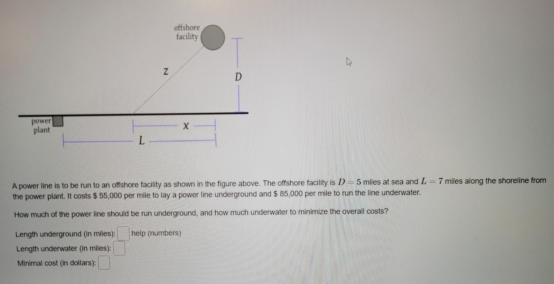 Solved A power line is to be run to an offshore facility as | Chegg.com