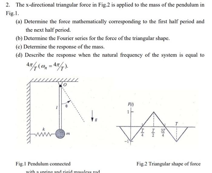 Solved 2. The x-directional triangular force in Fig.2 is | Chegg.com