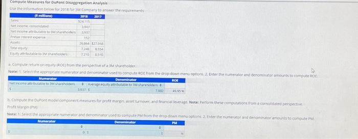 Solved Compute Measures for DuPont Disaggregation Analysis | Chegg.com