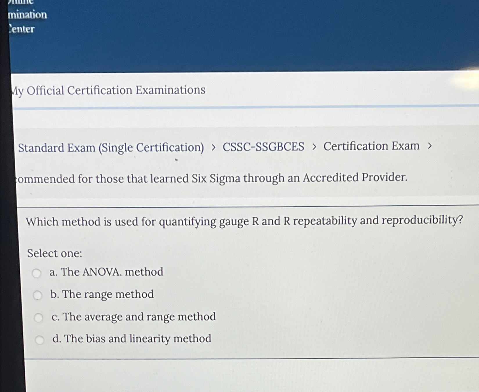 Solved mination'enterMy Official Certification | Chegg.com