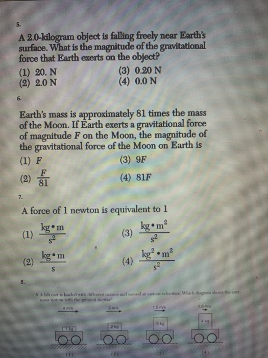 Solved A 2.0-kilogram object is falling freely near Earth's | Chegg.com