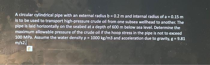 Solved A circular cylindrical pipe with an external radius | Chegg.com