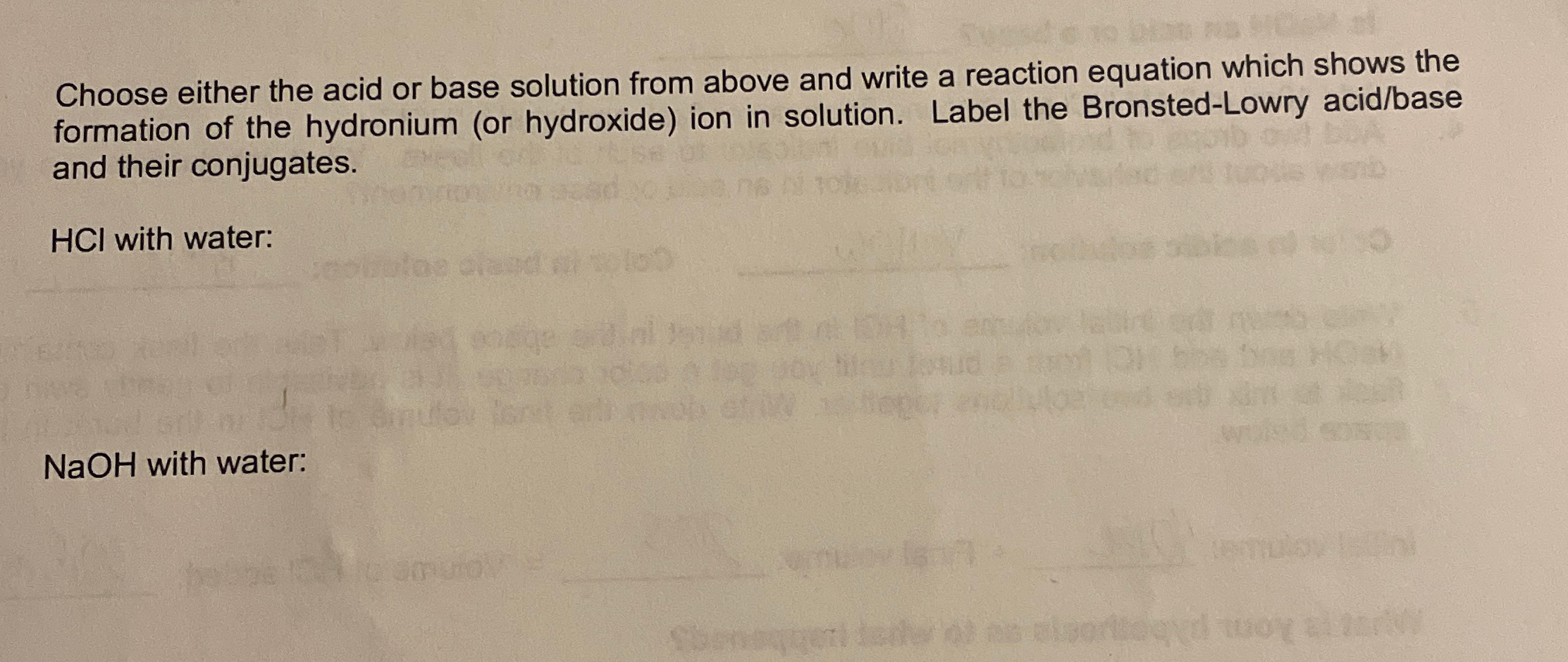 Solved Choose either the acid or base solution from above | Chegg.com